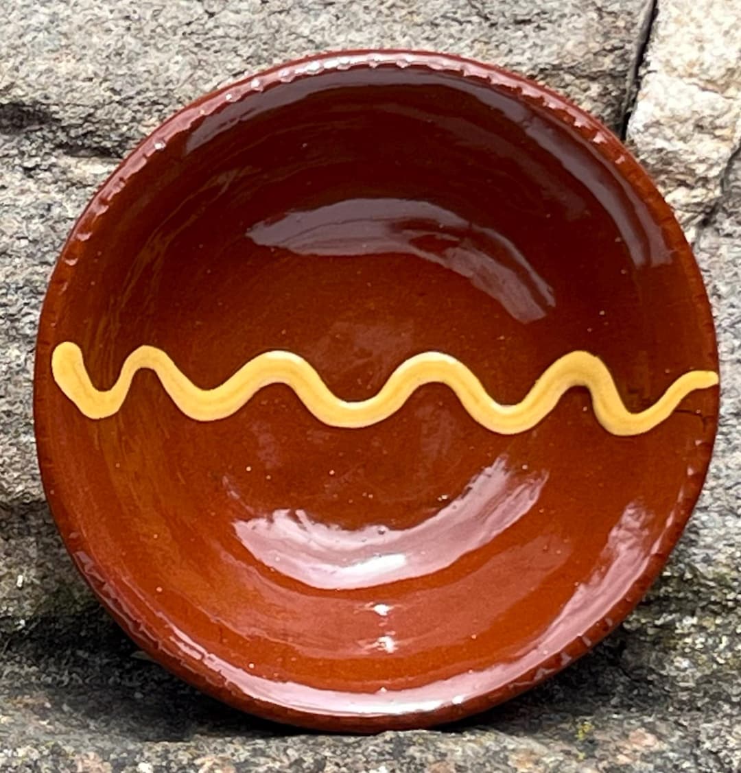 Just a Squiggle 5 Inch Slipware Bowl Pennsylvania German Redware ...