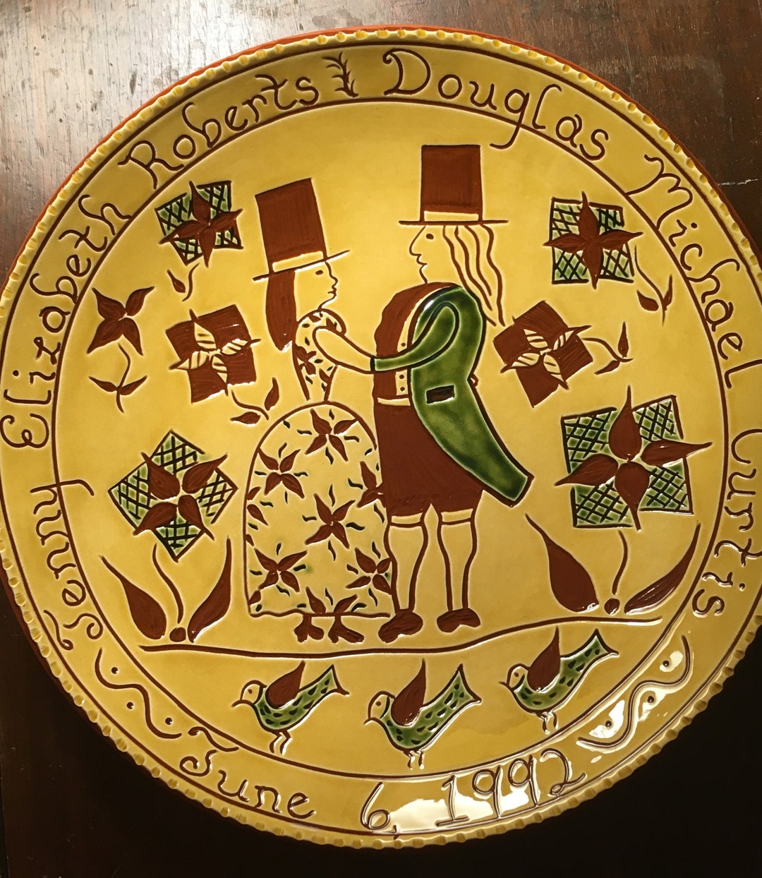 Custom Redware Wedding/anniversary Couple Plate - Will Be Completed ...