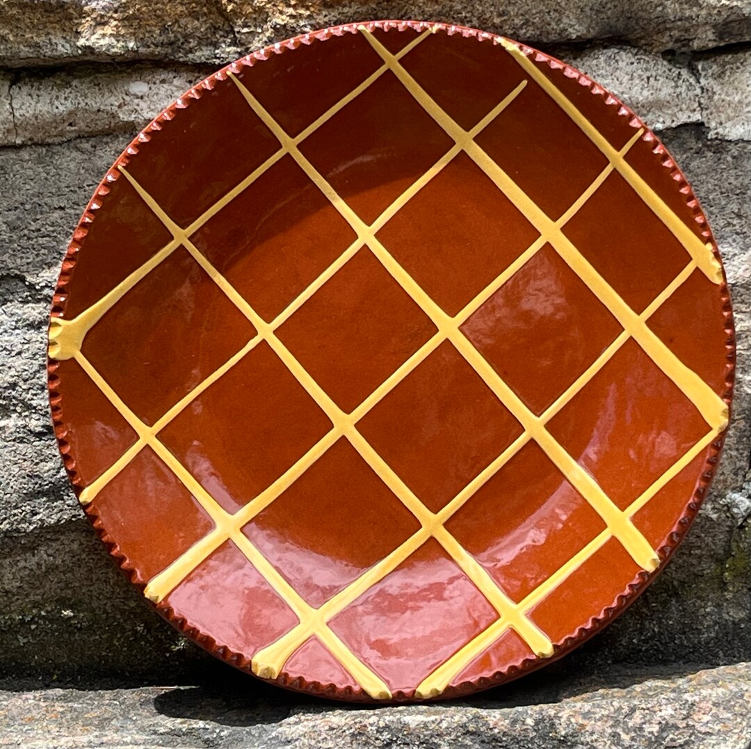 Plaid Again 9 Inch Dish Slipware Plate Pennsylvania German Pottery ...