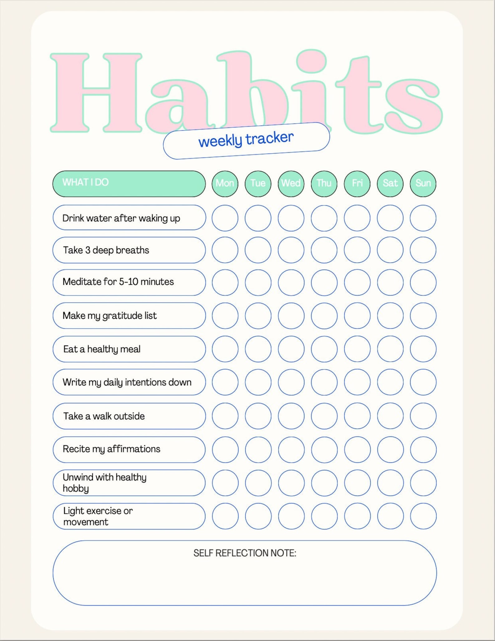 Wellness Habit Tracker - Etsy