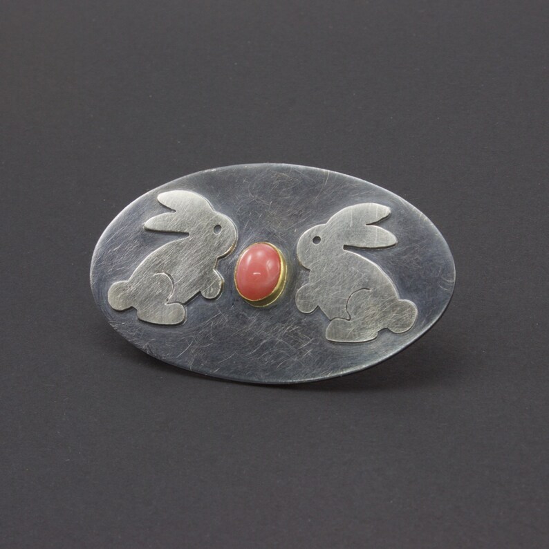 Sterling Silver Bunny Brooch Spring Brooch Rabbit Pin | Etsy