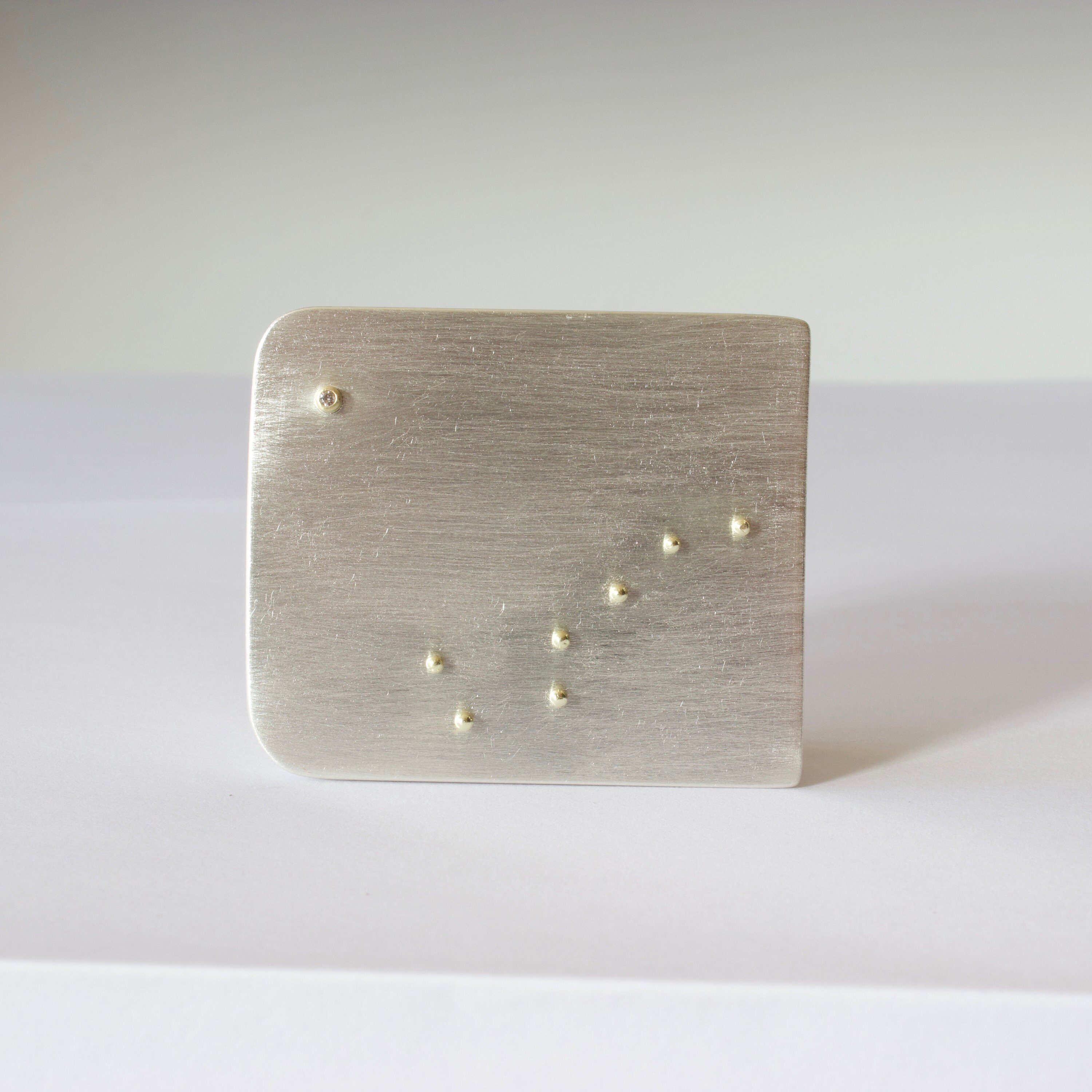 Sterling Silver Box With Big Dipper and Diamond North Star, Hinged ...