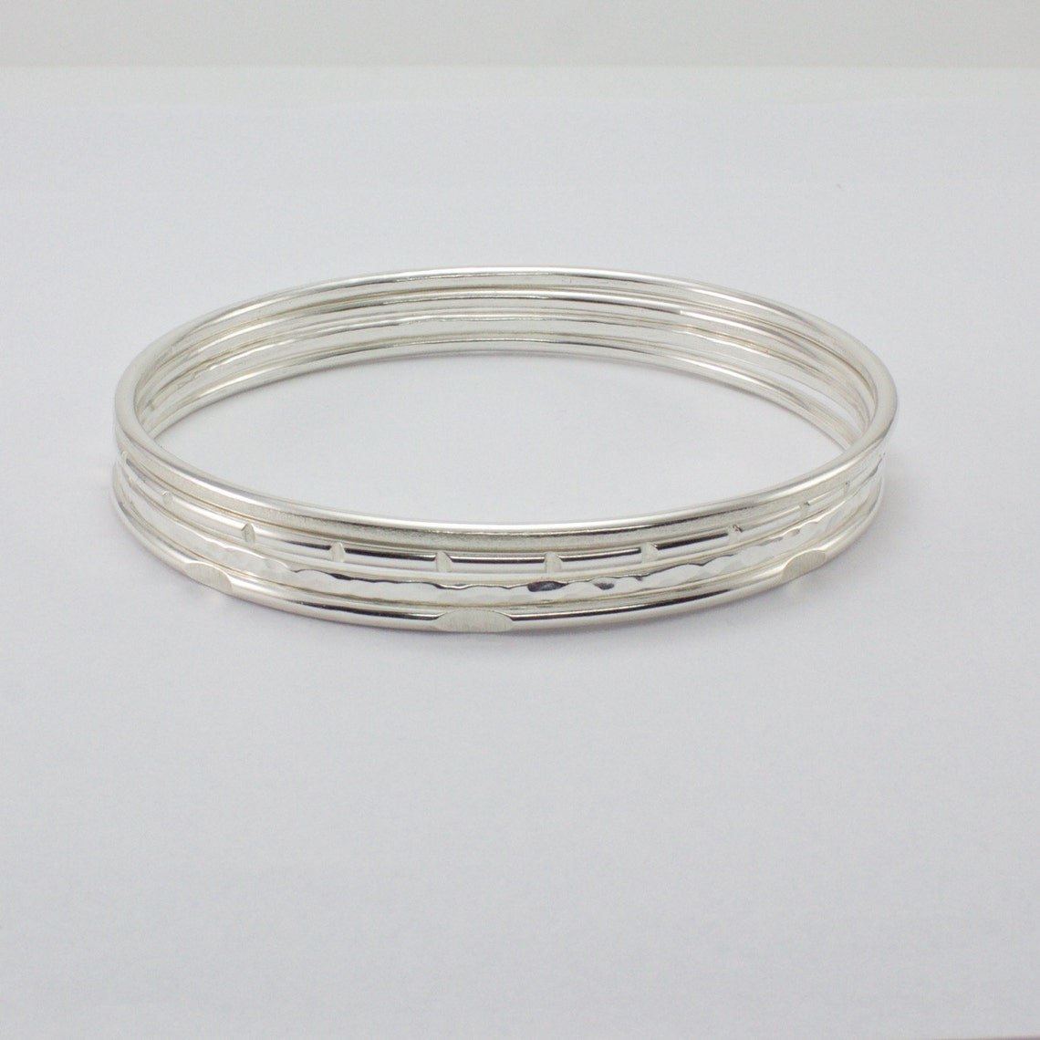 Sterling Silver Bracelets - Extra Large Size Bangle Set - XL Bangles ...