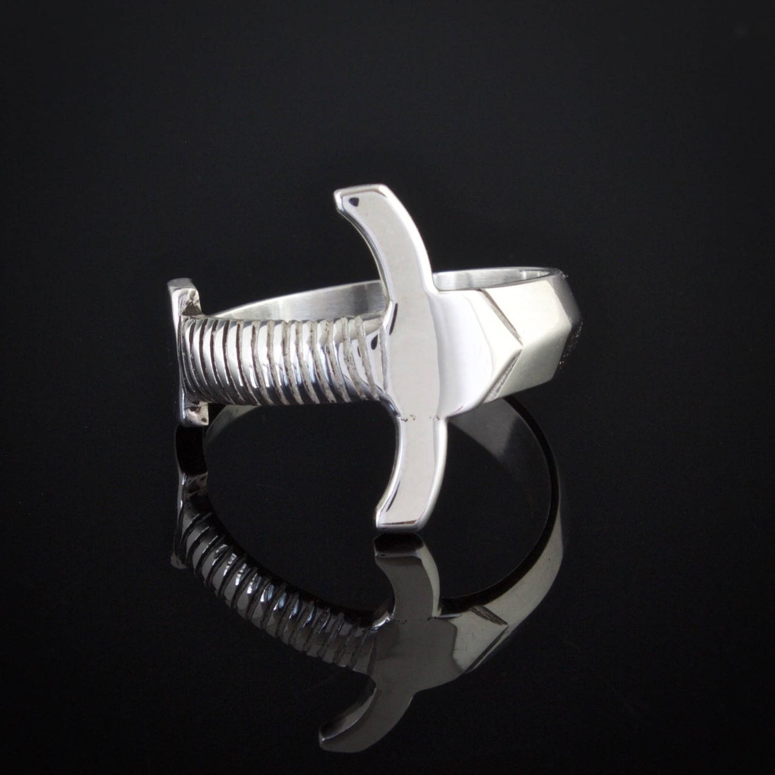Sterling Silver Sword Ring, Forged Sword Ring, Mens Ring, Man's Silver ...