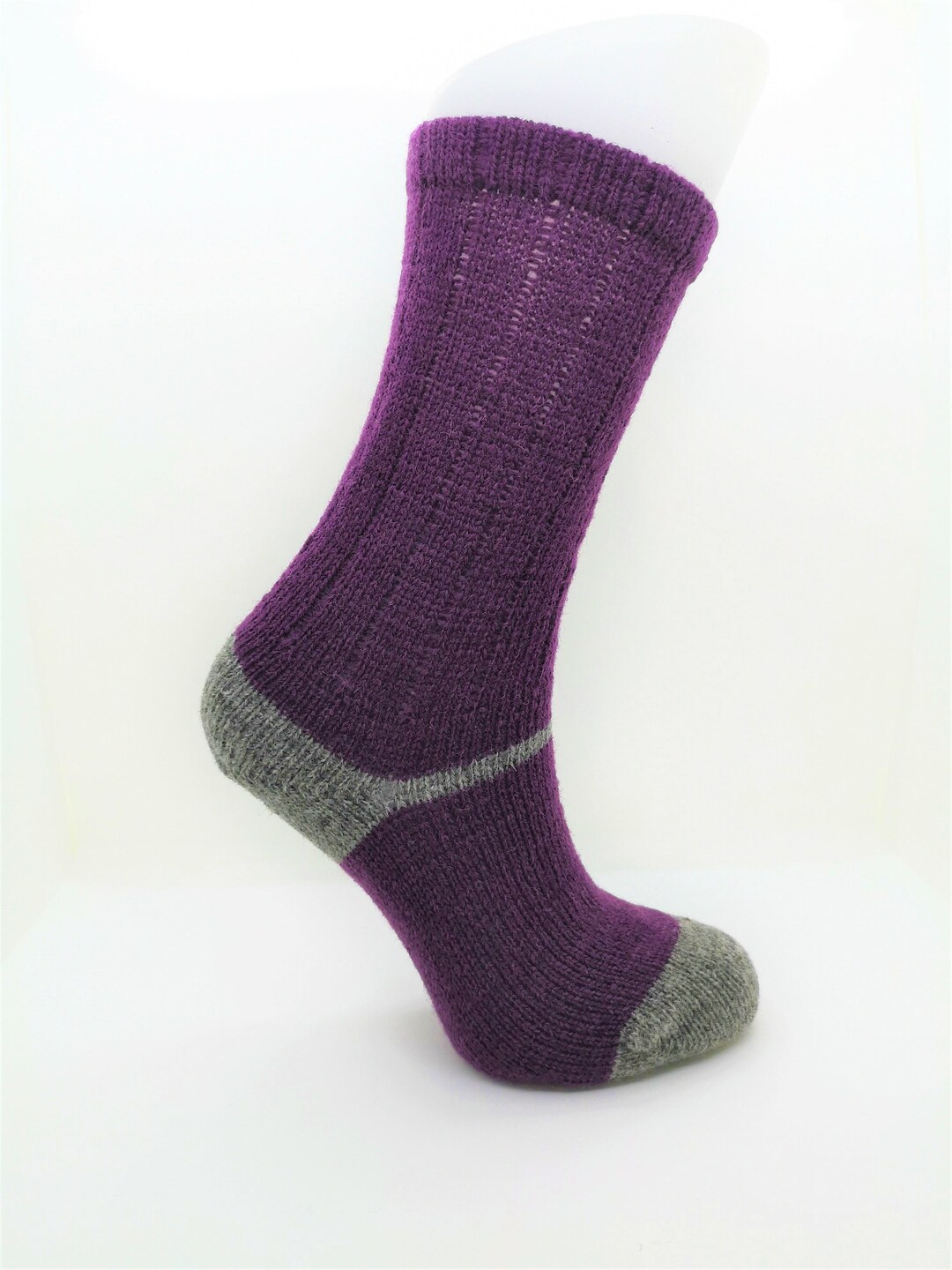 100% Pure Shetland Wool Bed Socks - Clover Purple With Grey - Etsy