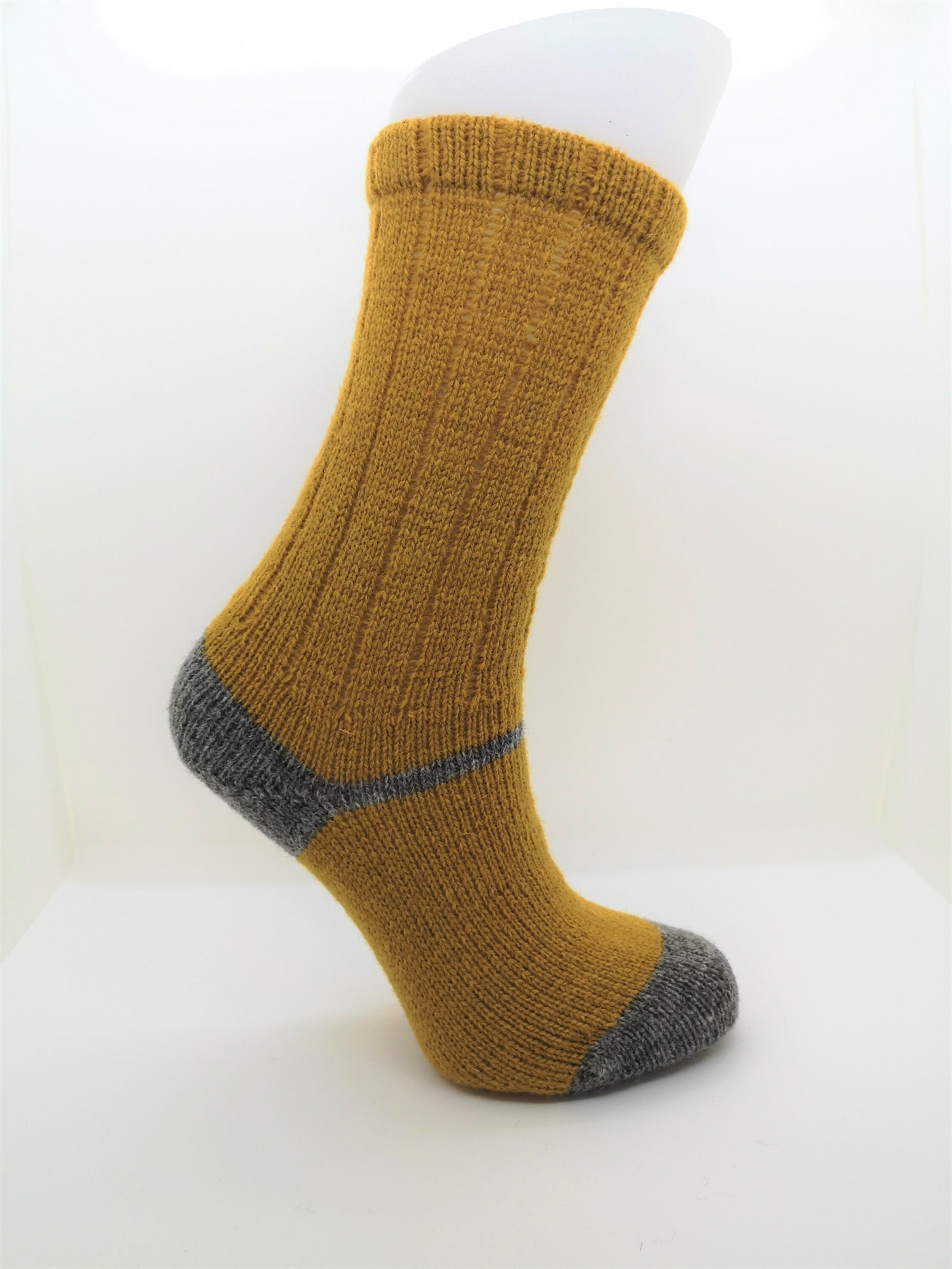 100% Pure Shetland Wool Socks - Mustard Yellow With Grey - Etsy