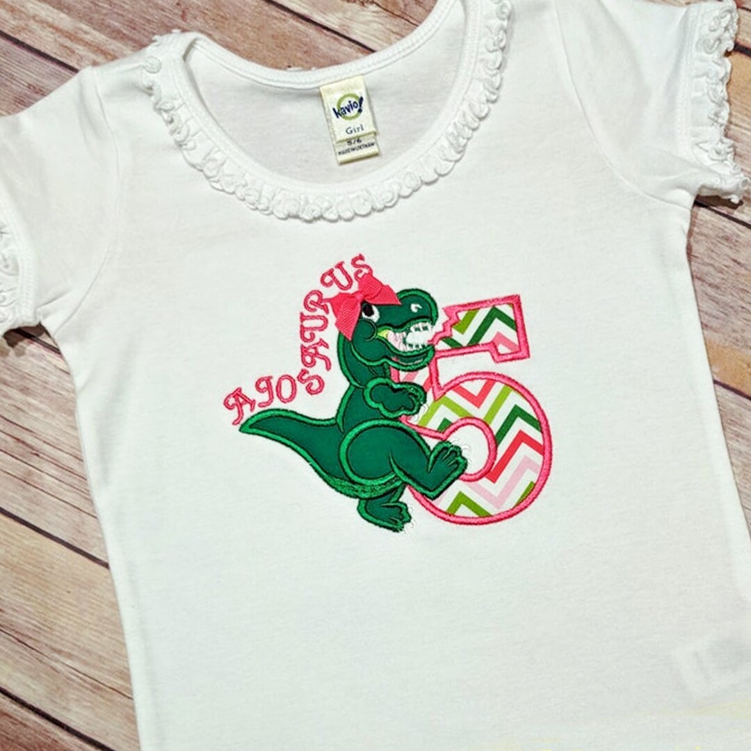 Girls Dinosaur Shirt T-rex Dino Party Tyrannosaurus Rex Themed Birthday ...