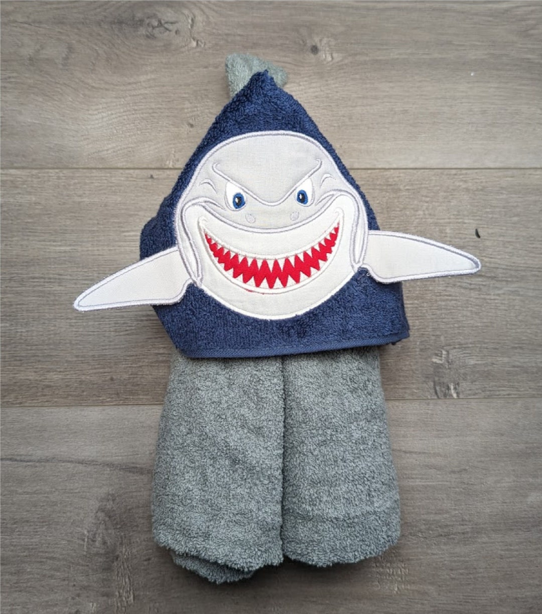 Embroidered Shark Hooded Towel • Custom Baby & Toddler Terrycloth Gift ...