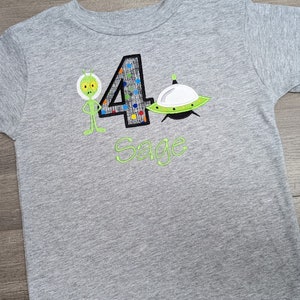 Boys UFO Alien Birthday Shirt – Toddler Outer Space Tee – Green Alien ...