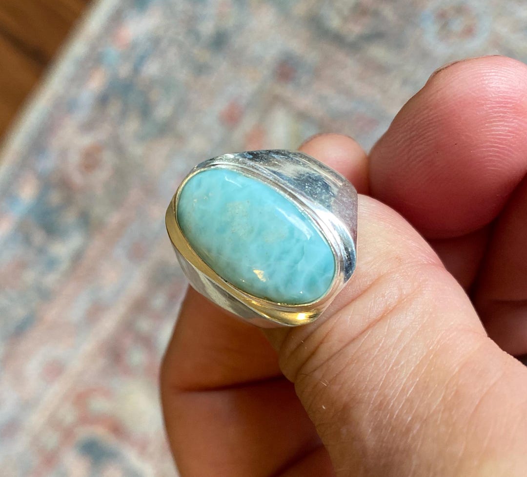 SALE: Unique Larimar Gemstone Ring - Larimar Gemstone Ring - Larimar ...