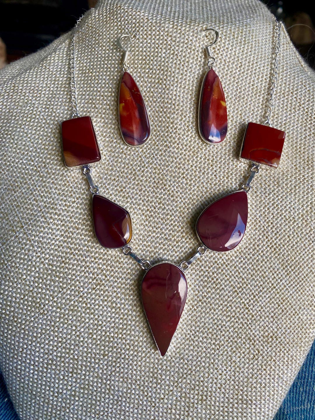 Rare Large Mookaite Jasper Pendant Necklace + Teardrop Earrings ...