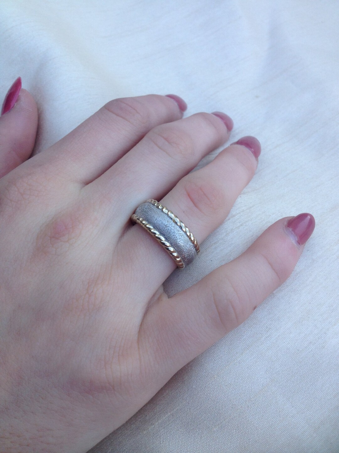 Sale Rare Charles Garnier 18K Gold Sterling Silver Band Ring-charles ...