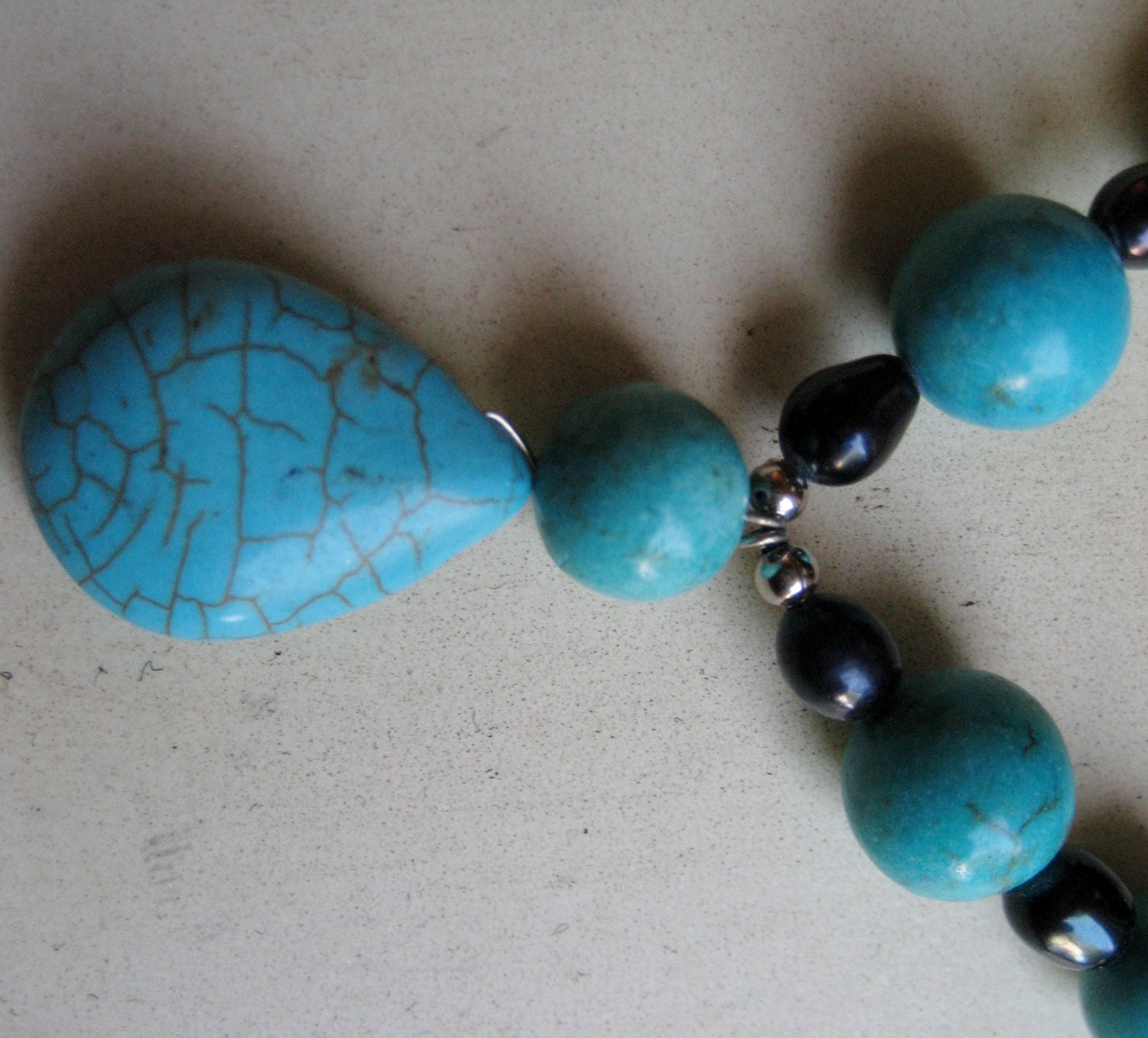 Turquoise PendantBeads Black Sea Pearls Turquoise Agate | Etsy