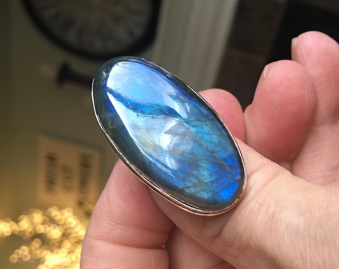 HOLD: Beautiful Deep Blue Oval Labradorite Ring -925 Sterling Silver ...