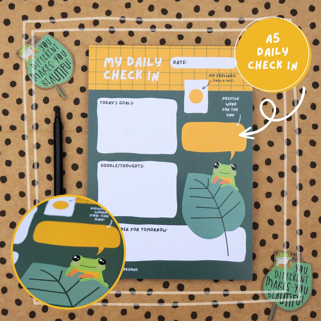 Daily Check in Notepad Wellbeing Notepad Self Care Notepad to Do List ...
