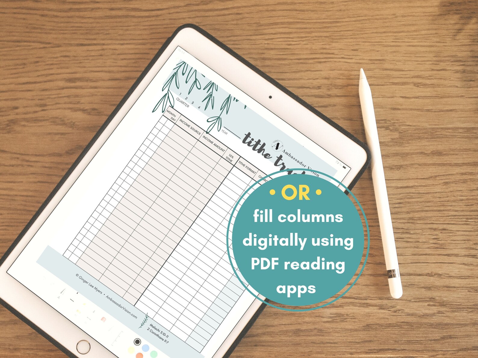 Tithe Tracker Digital Printable Financial Balance Giving Log Offering ...