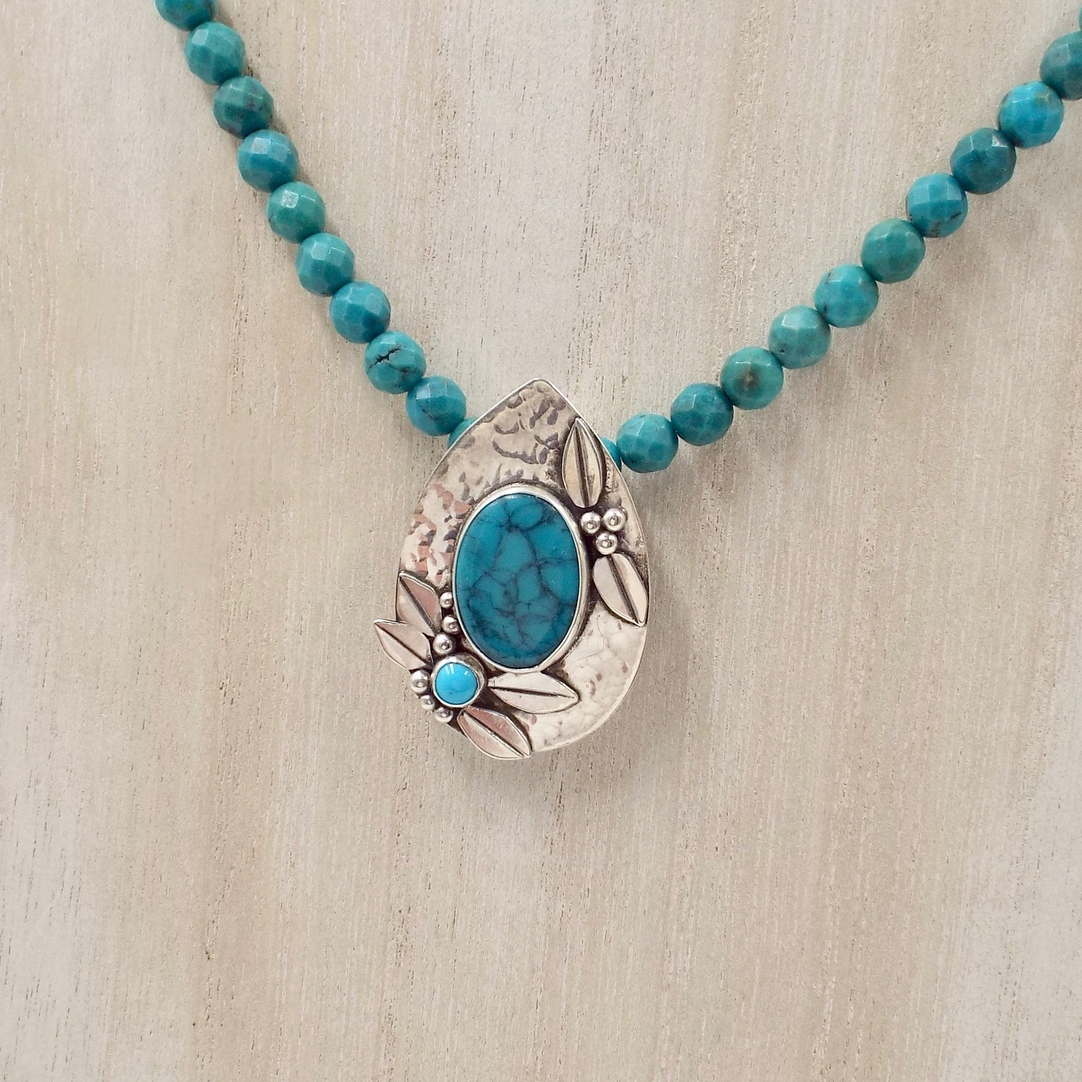 Kingman Turquoise Teardrop Pendant with Sleeping Beauty Turquoise ...