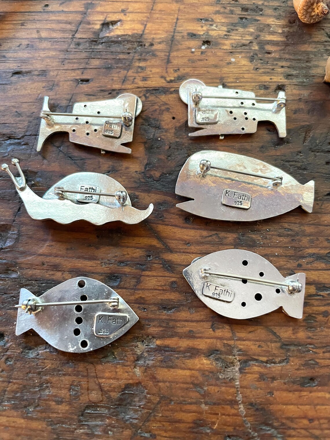 Undersea Creatures, Fish and Snail Scatter Pins in Sterling Silver ...
