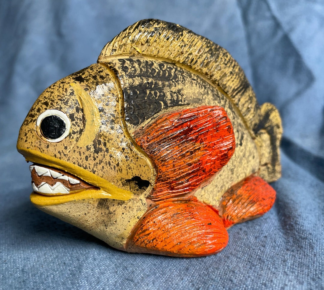 Vintage Piranha Fish Clay Figurine, Venezuela Folk Art, Ceramic Pottery ...
