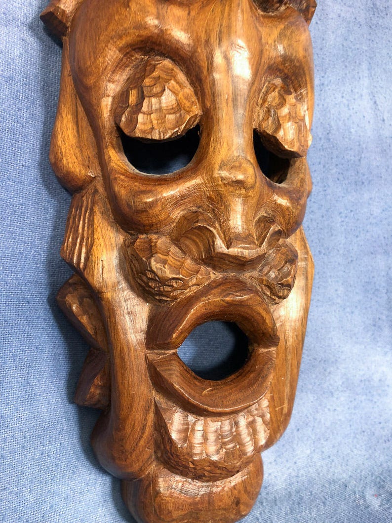 Vintage Hand Carved Wooden African Style Tiki Mask 14 - Etsy