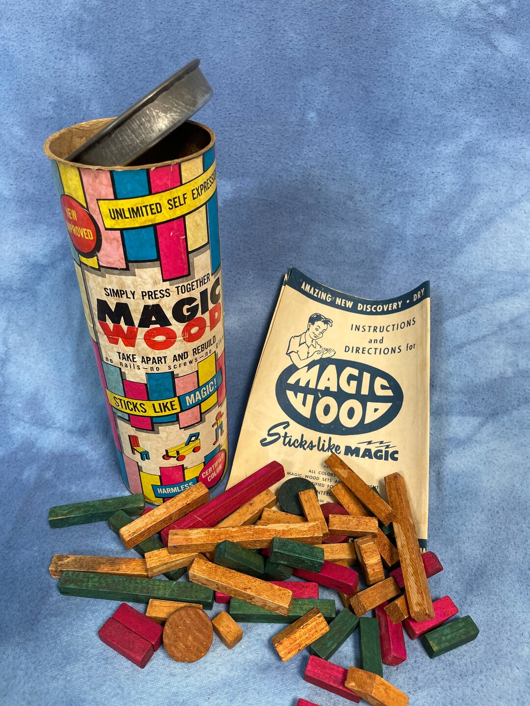 Vintage Wooden Building Blocks 1950s 1960s Toy Magic Wood Press ...