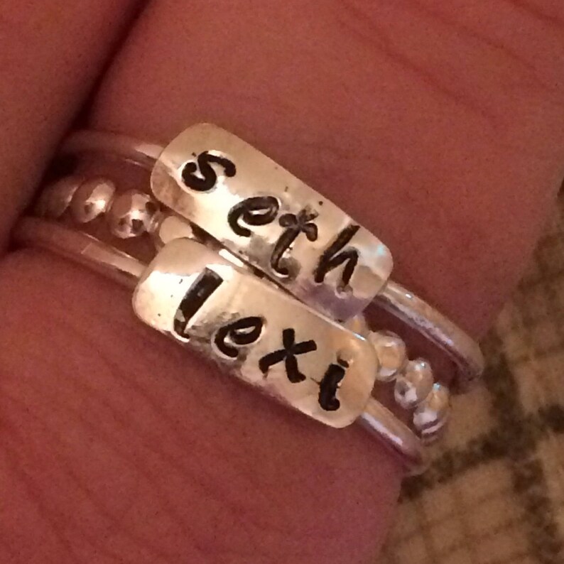 Sterling Silver Stackable Name Rings-personalized - Etsy
