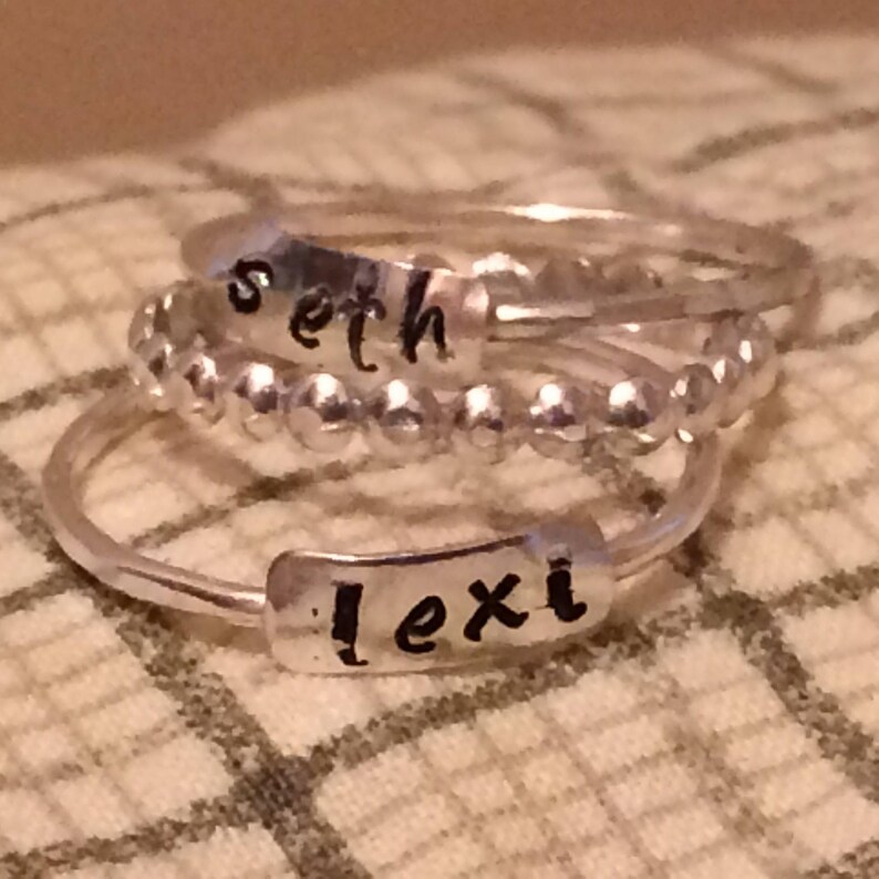 Sterling Silver Stackable Name Rings-personalized - Etsy