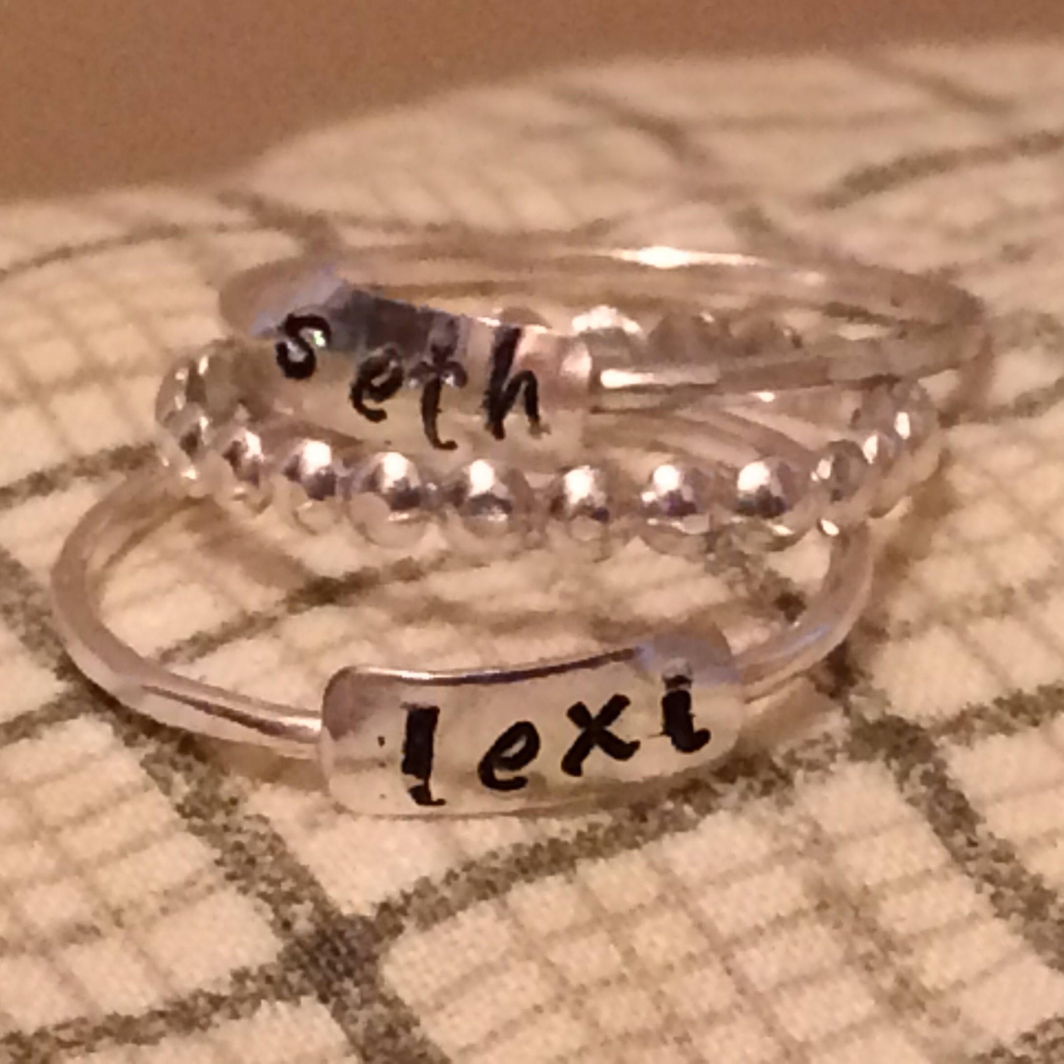 Sterling silver stackable name rings-Personalized | Etsy