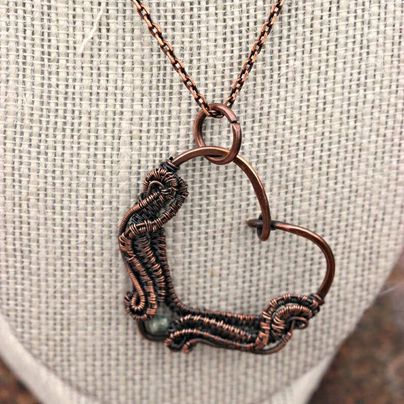 Large Copper Heart Pendant Wire Woven Heart Pendant Copper - Etsy
