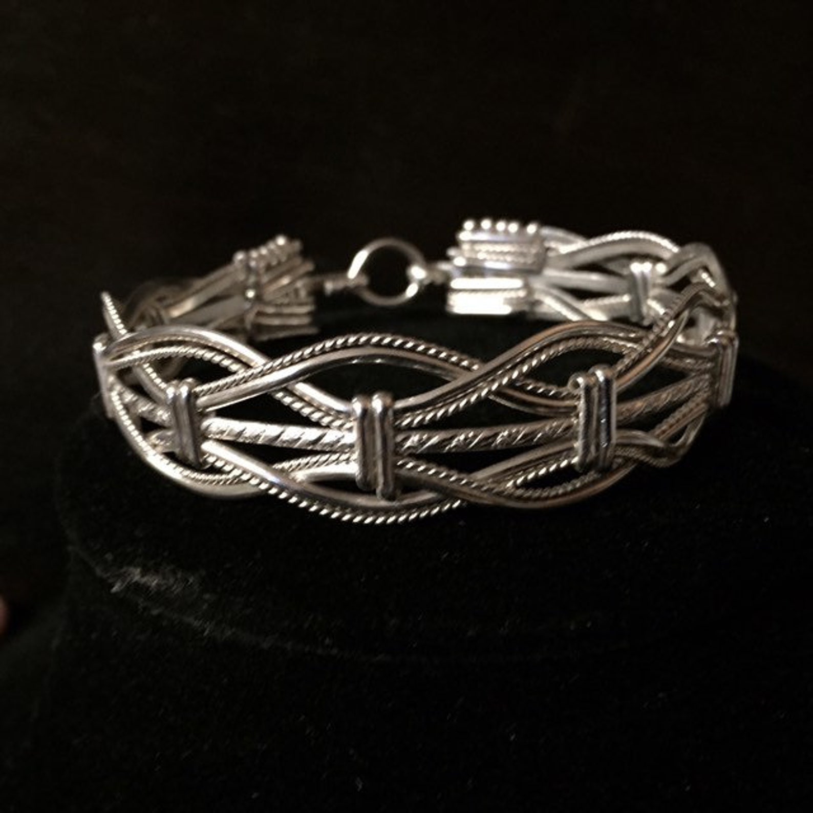 Statement Bracelet | Sterling Braided Wire Bangle | Braided Crossover ...