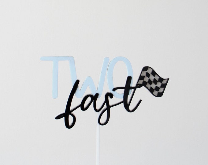 Two Fast Race Car Raceway Boho Birthday Cake Topper - Etsy