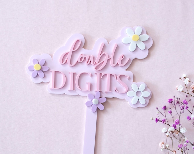 Double Digits Cake Topper, Tenth Birthday, Birthday Cake Topper, Daisy ...