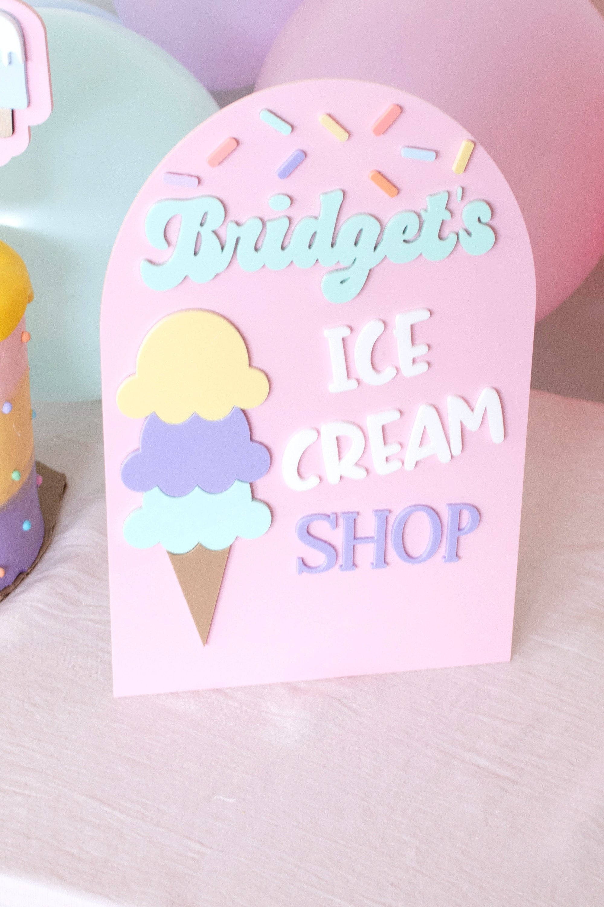 Personalized Ice Cream Shop Sign, Summer Birthday Decor, Acrylic Party ...