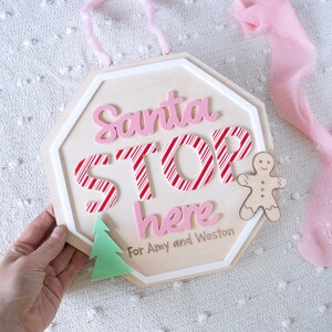 Personalized Santa Sign, Santa Stop Here, Santa Decoration, Christmas ...