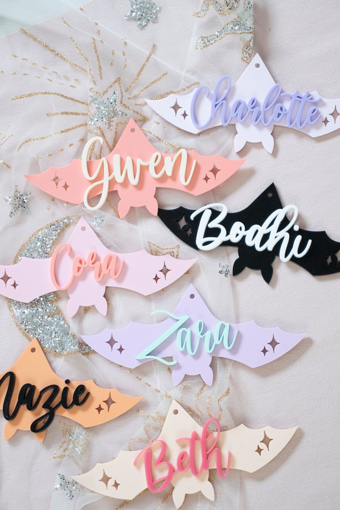 Halloween Bat Gift Tag Acrylic Basket Tag Halloween Party - Etsy