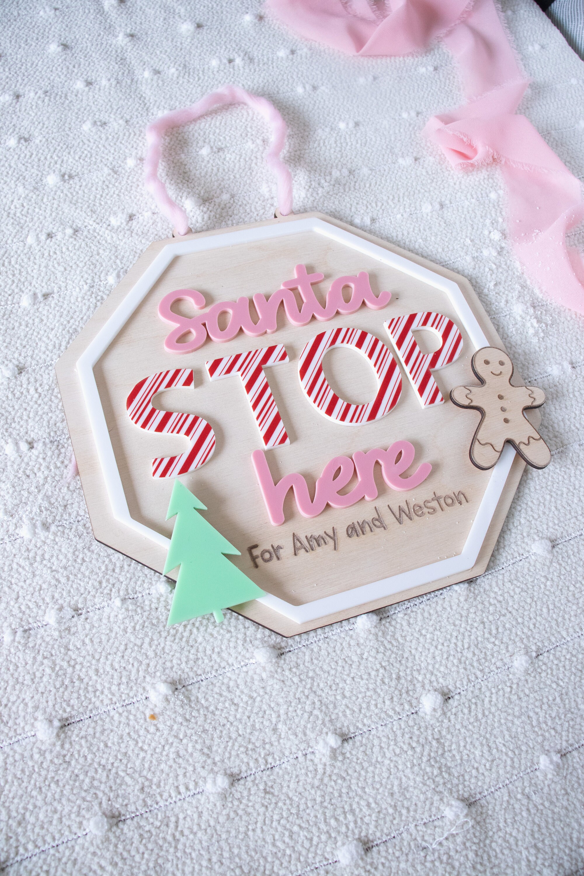 Personalized Santa Sign, Santa Stop Here, Santa Decoration, Christmas ...