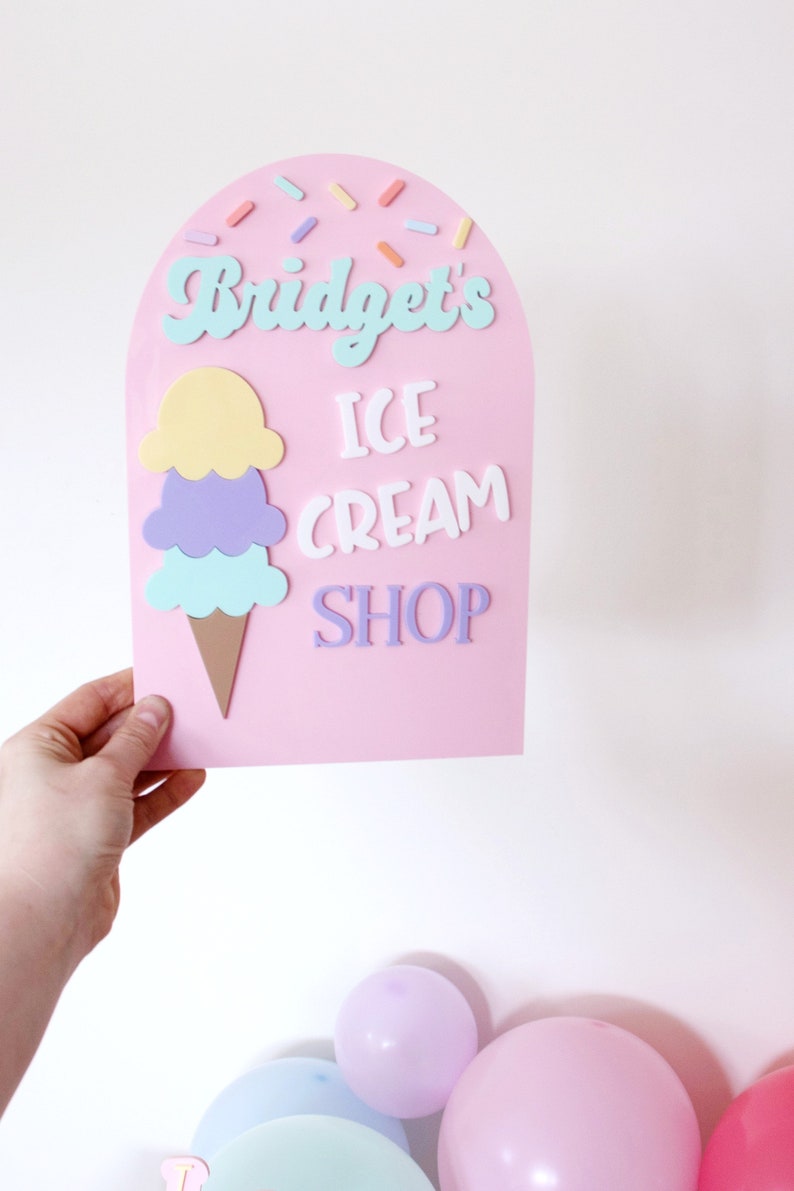 Personalized Ice Cream Shop Sign, Summer Birthday Decor, Acrylic Party ...