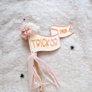 Trick or Treat Fall Birthday Pennant Halloween Banner Wand Flag - Etsy ...