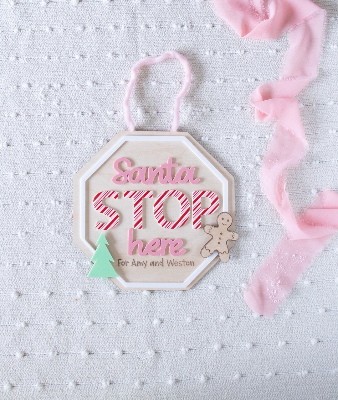 Personalized Santa Sign, Santa Stop Here, Santa Decoration, Christmas ...