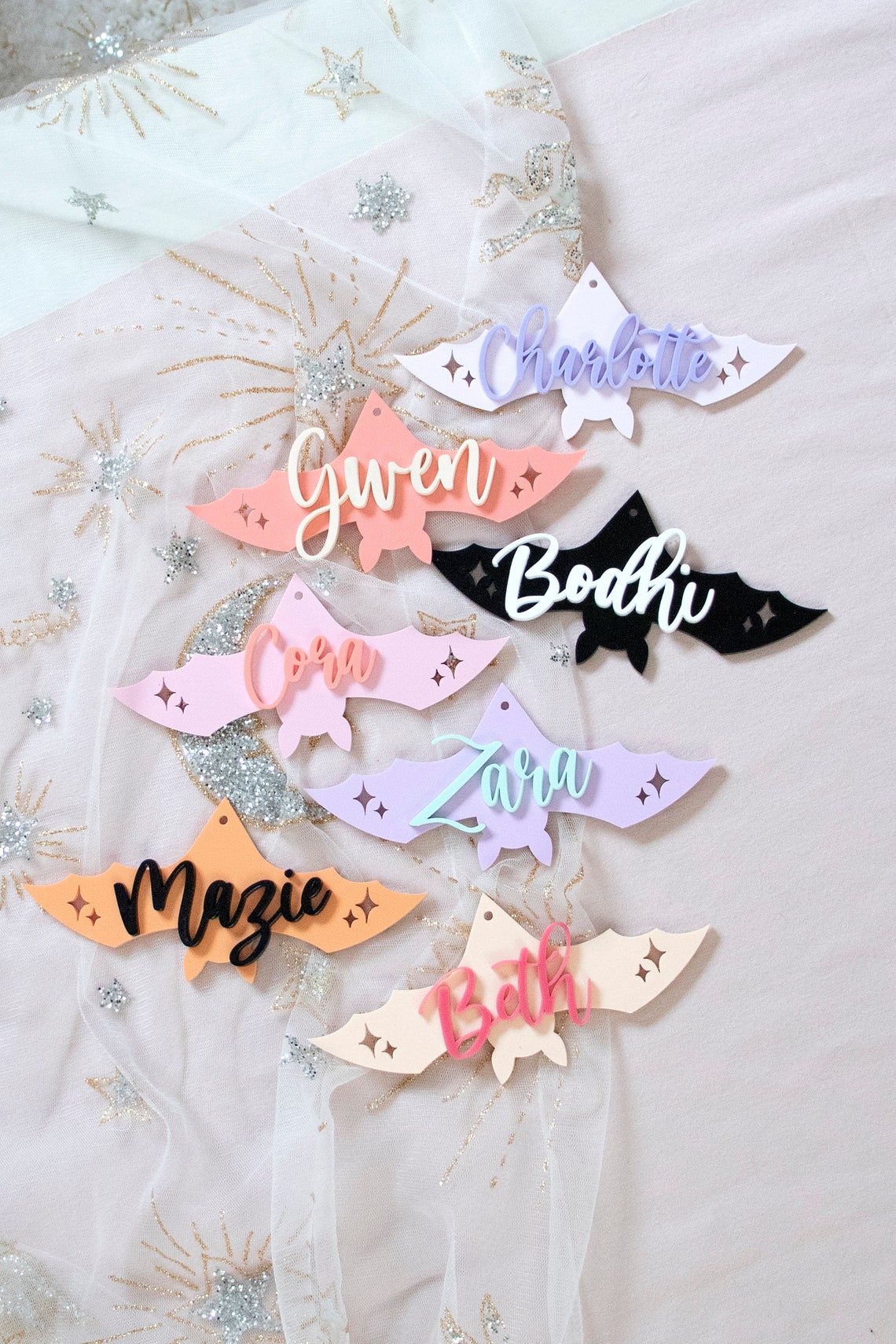 Halloween Bat Gift Tag Acrylic Basket Tag Halloween Party - Etsy