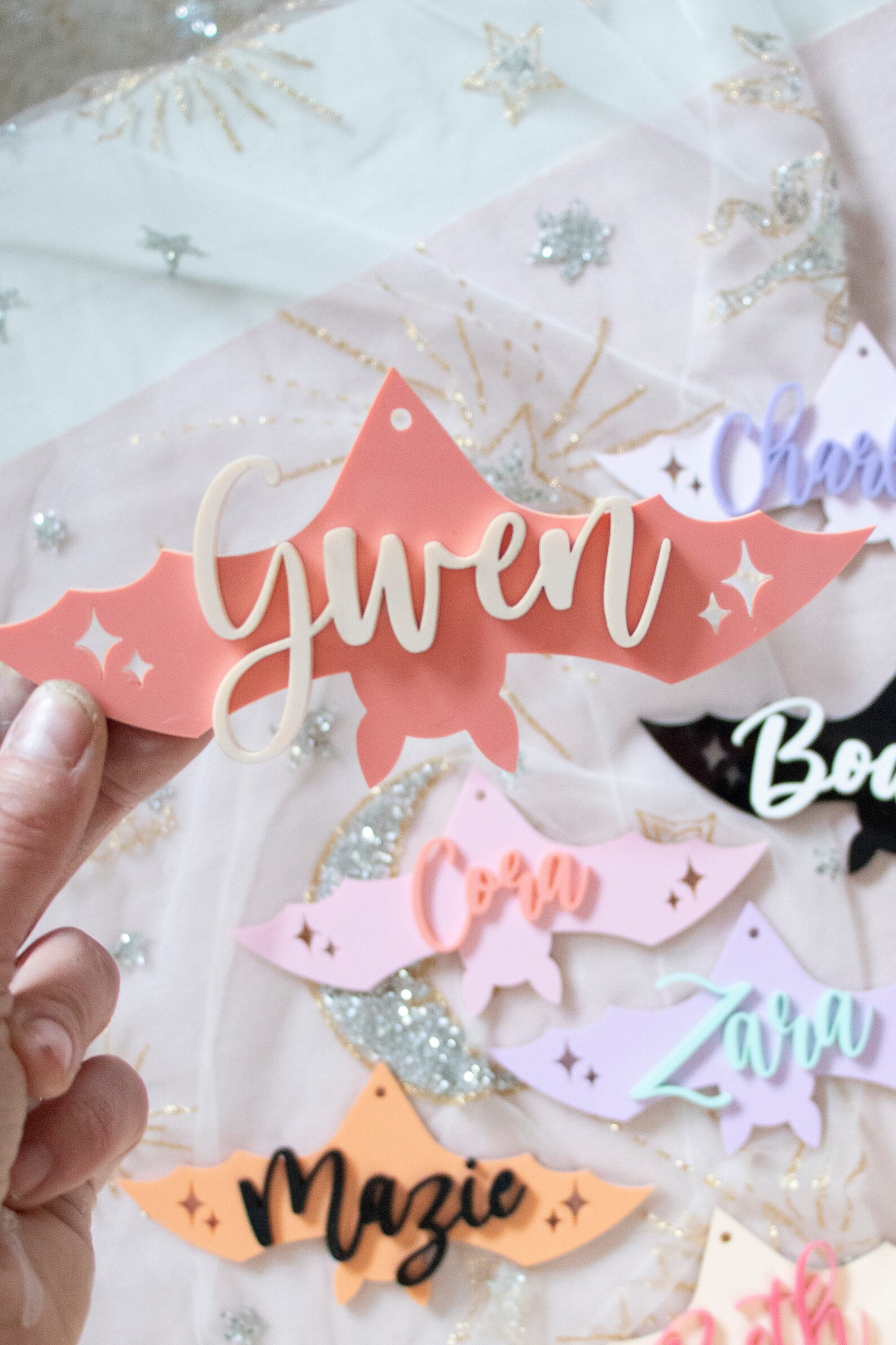 Halloween Bat Gift Tag Acrylic Basket Tag Halloween Party - Etsy