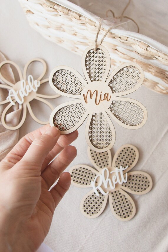 Boho Daisy Easter Wood Rattan Nursery Room Birthday Spring - Etsy