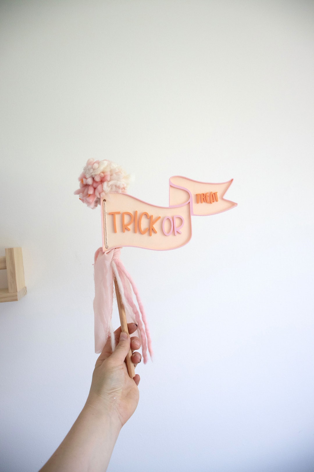 Trick or Treat Fall Birthday Pennant Halloween Banner Wand - Etsy