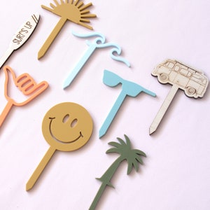 Surfing Cupcake Toppers, Boho Sun, Groovy Van, Retro Birthday ...