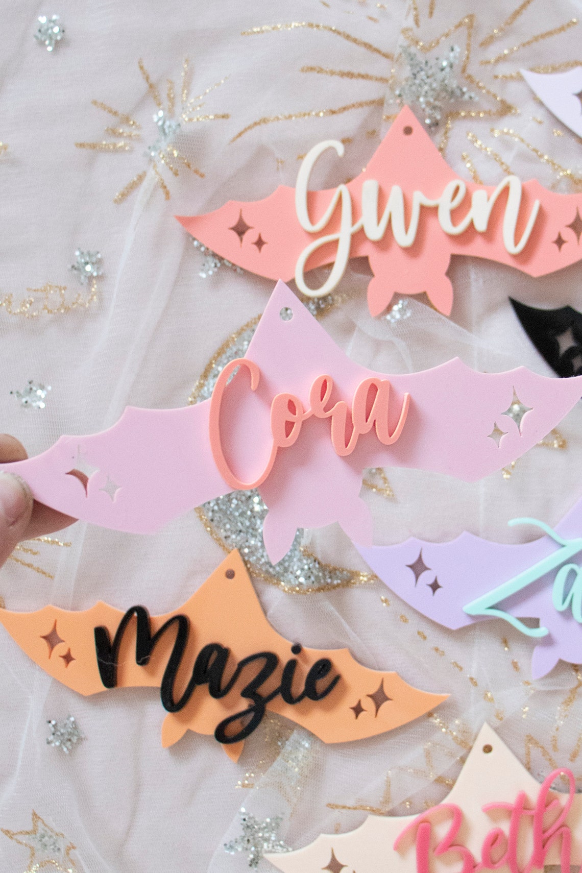 Halloween Bat Gift Tag Acrylic Basket Tag Halloween Party - Etsy