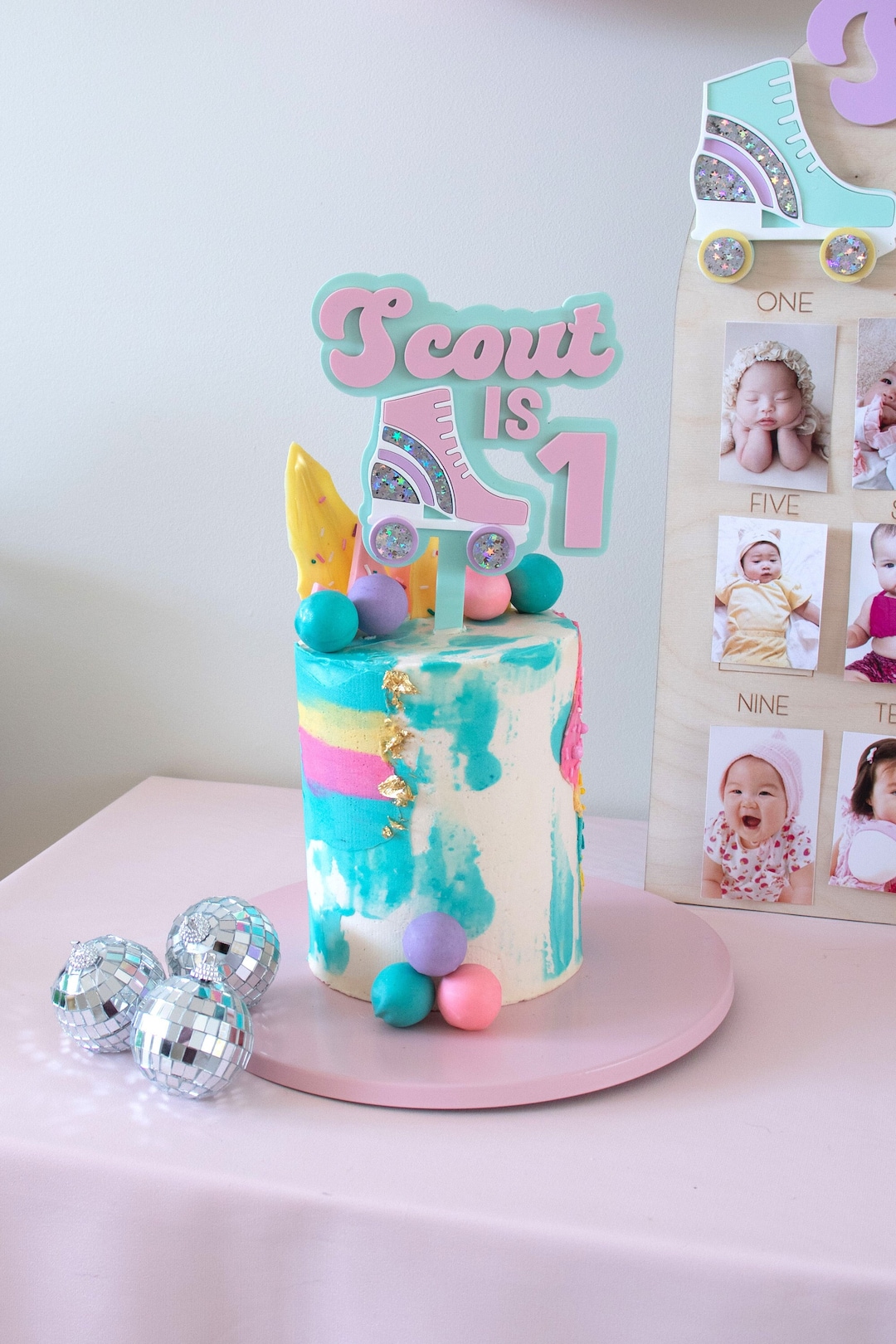 Roller Skate Cake Topper, Groovy Cake Topper, First Birthday Cake ...