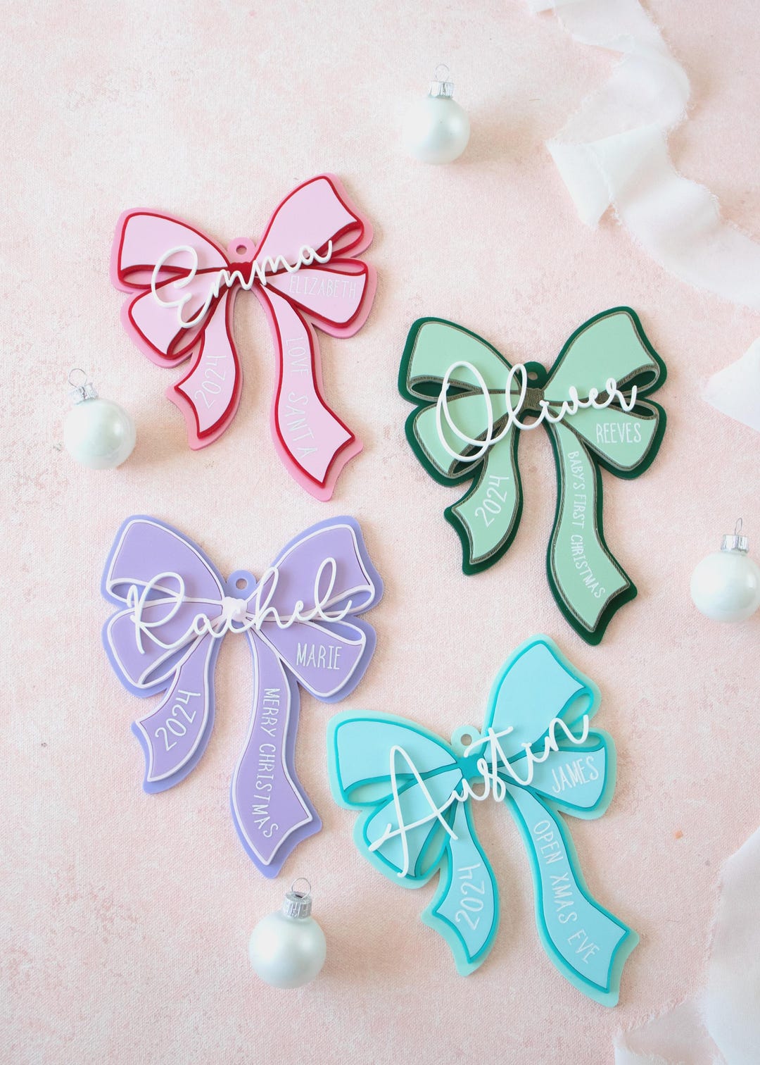 Holiday Gift Tag, Birthday Bow, Coquette Bow, Christmas Ornament ...