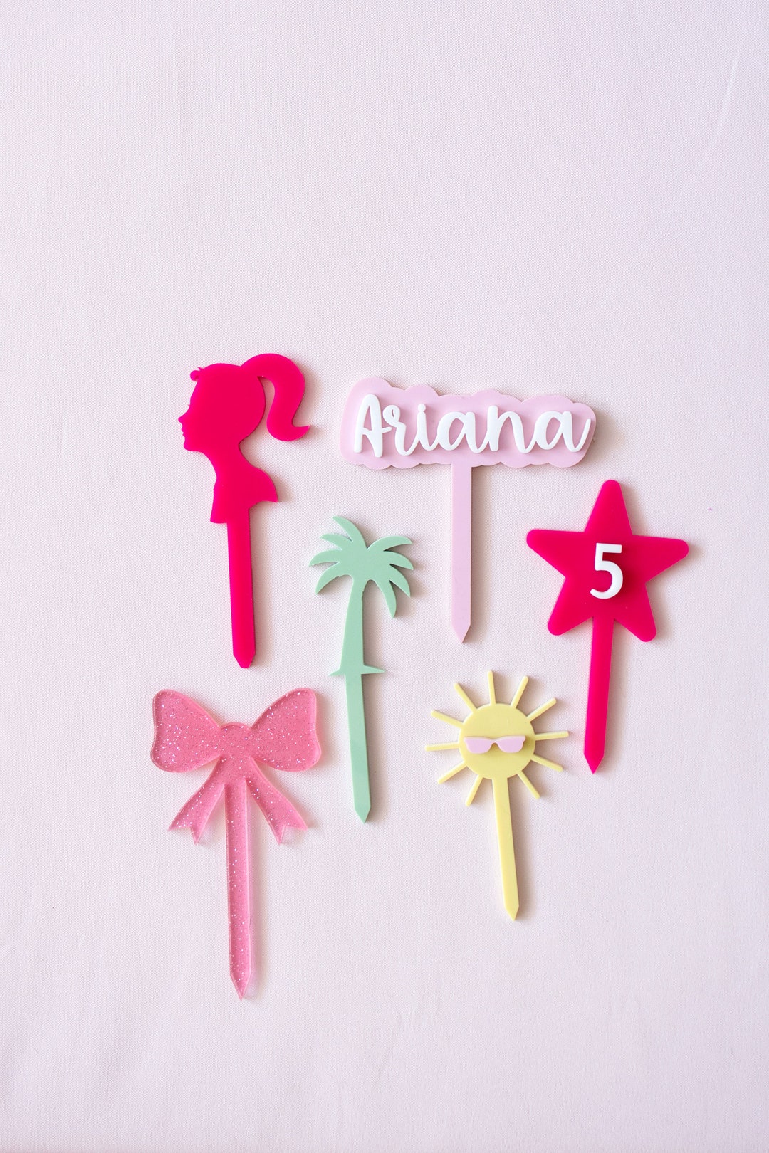 Hot Pink Party, Summer Cupcake Toppers, Beach Party, Malibu Birthday ...