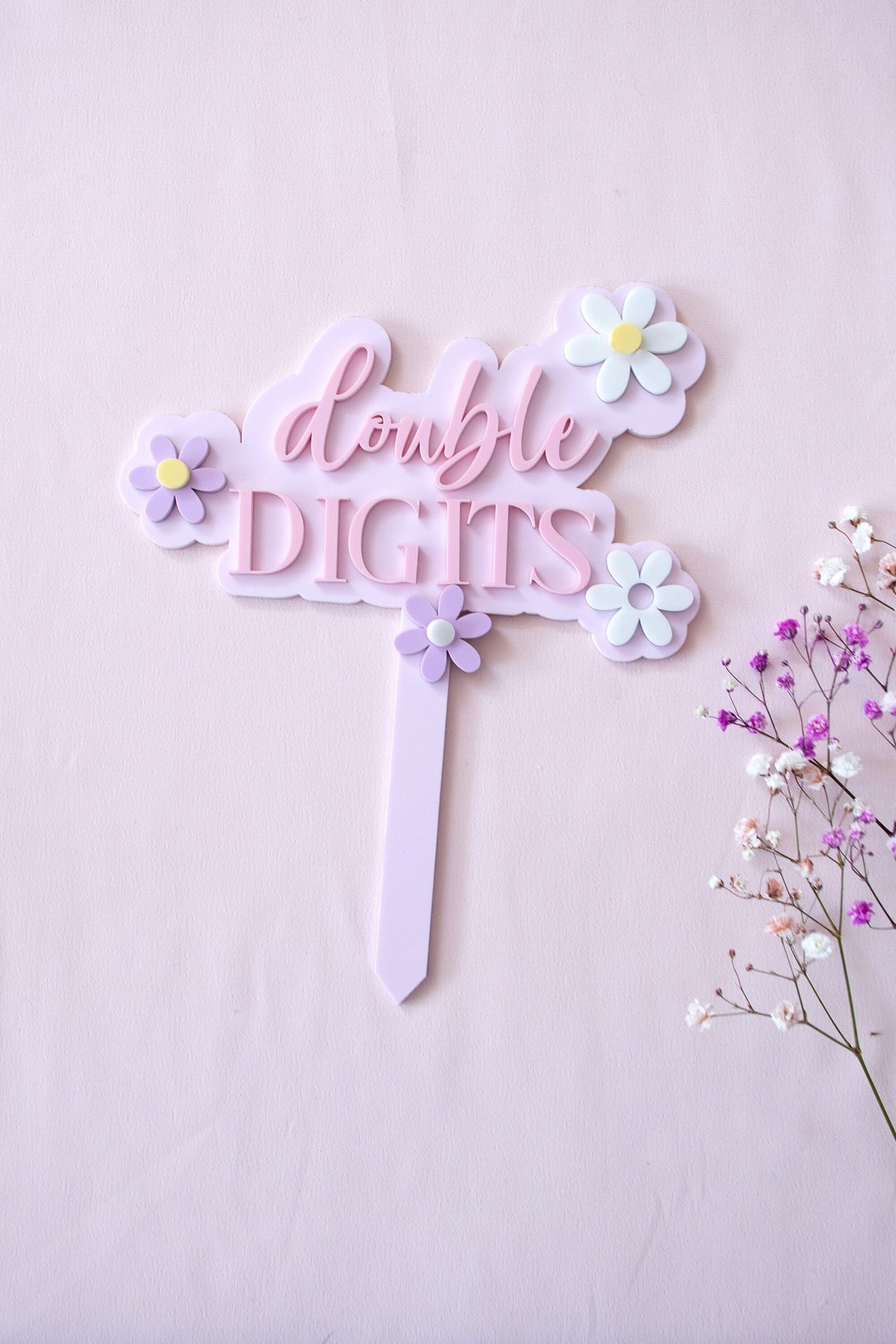 Double Digits Cake Topper, Tenth Birthday, Birthday Cake Topper, Daisy ...