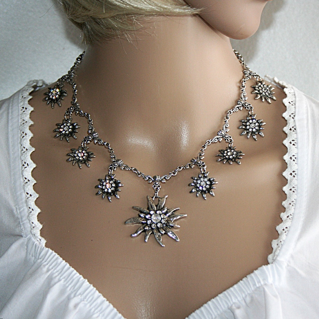 Edelweiss Necklace, Edelweiss Necklace With 9 Edelweiss, Flower ...
